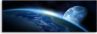 Paul Sinus Art Sinus Art Leinwandbild 150x50cm Künstlerische Fotografie - Planet Erde mit Mond