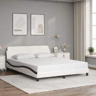 vidaXL Cadre de lit sans matelas blanc et noir 160x200 cm similicuir Vidaxl