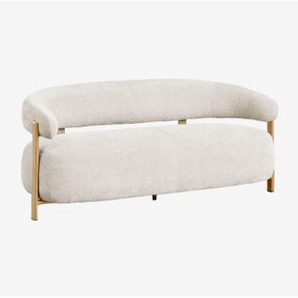 Sklum 2-Sitzer-Sofa aus Chenille-Stoff und Eisen Jolie Braun Naturholz
