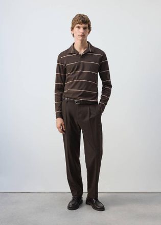 Mango Polo 100 % coton rayures caf&eacute; - Homme - XXL - MANGO MAN