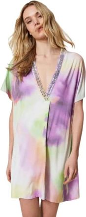 Twinset Femme, Robes, Multicolore, Taille: 38 FR Kaftan Court en Jersey