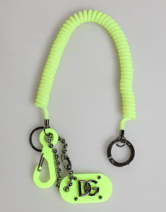 Dolce & Gabbana Unisex Green Springy Key Holder Dg Logo Mens Keychain Keyring Accessory