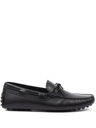 Tod's chaussures bateau Gommino &agrave; d&eacute;tail nou&eacute; - Noir