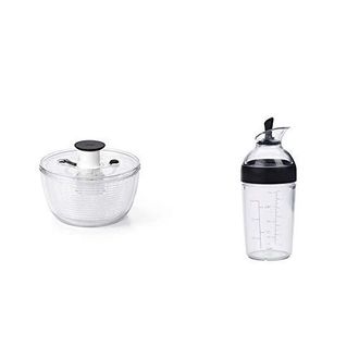 Oxo Good Grips 1351680UK INOXO.1351680ML, Plastique, Transparent, Petit & 1268980MLNYK Agitateur de Vinaigrette Petit Noir, Acier Inoxydable, 250ml