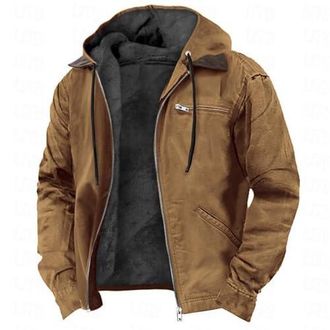 Generic Veste &agrave; capuche pelucheuse pour homme - Grande taille - Avec fermeture &eacute;clair - Tendance - &Eacute;pais - Chaud et l&eacute;ger - Confortable - Polyvalent, marron, 