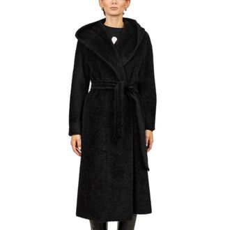 Max Mara Langer Schwarzer Alpaka Wollmantel mit Kapuze - - Coats - Damen - Schwarzk - S