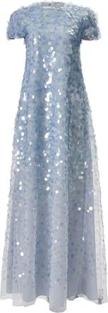 Carolina Herrera robe longue &agrave; sequins - Bleu