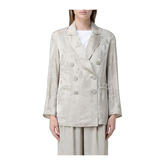 A|X Armani Exchange Blazer aus Damast-Satin mit doppelreihiger Knopfleiste - - Jackets - Damen - Grau - S