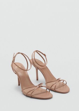 Mango Sandale &agrave; talon avec brides crois&eacute;es nude - Femme - 35 - MANGO