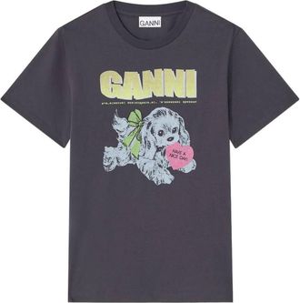 Ganni Femme, Tops, Noir, Taille: 36 FR T-shirt en coton avec imprim&eacute; graphique