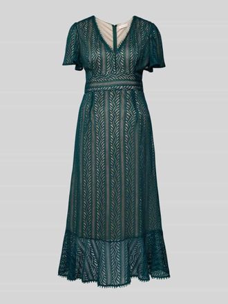 Apricot Midikleid in semitransparentem Design