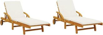 vidaXL Vidaxl - Chaises longues lot de 2 avec coussins 200x68x83 cm bois acacia