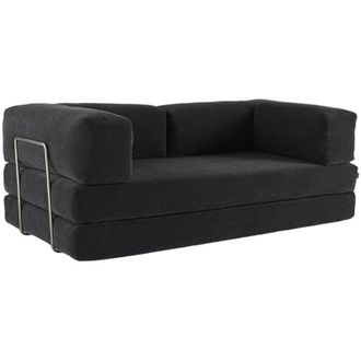 Sweeek 3-Sitzer-Schlafsofa im Vintage-Stil aus Cord mit verchromtem Au&szlig;engestell, Cord, Anthrazit