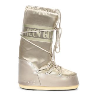 Moon Boot Platin Satin Winterstiefel - - Shoes - Damen - Grau - 35 EU