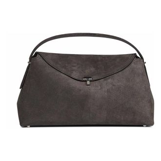 Toteme Femme, Sacs, Brun, Taille: ONE Size T-lock Suede Top-Handle Shoulder Bag