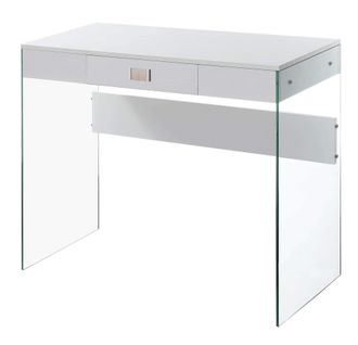 Convenience Concepts SoHo Schreibtisch mit 1 Schublade, Glas, 91,4 cm, Wei&szlig;