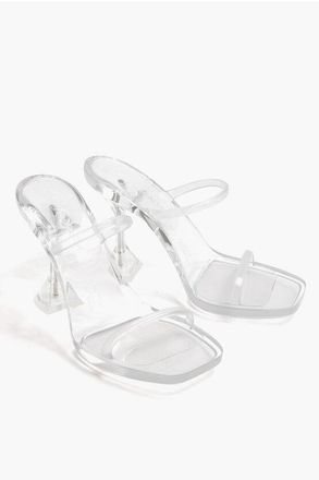 Amina Muaddi Transparent Plexiglass Sandals BRITO with 10cm Spool Heel size 37