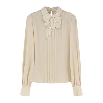 Valentino Besticktes Crepe de Chine-Hemd - - Blouses & Shirts - Damen - Gelb - S