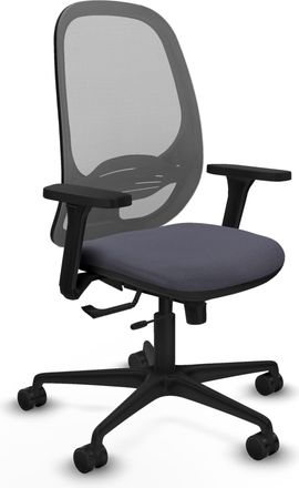 Piqueras y Crespo Grauer Schreibtisch mit 3D-Armen, h&ouml;henverstellbare Lendenwirbelst&uuml;tze, ausgestattet mit Syncro/Traslack und Schneideschaum. Mit Rollen von 65 mm Nylo