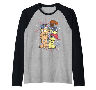 Garfield 4th of July Garfield & Odie Back to Back Fireworks Raglan