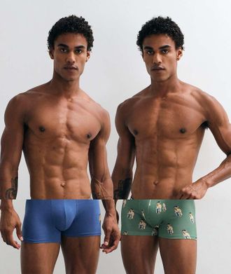 Polo Ralph Lauren B&auml;ren-Logo 2er-Pack Trunks in Blau und Gr&uuml;n