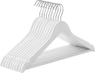 Songmics Kleiderb&uuml;gel Holz, 10er Set, B&uuml;gel aus Massivholz, Einkerbungen im Schulterbereich, Rutschfester Hosensteg, um 360&deg; drehbarer Haken, f&uuml;r Anz&uuml;ge, Hemde