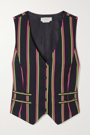 Gabriela Hearst Coleridge Weste Aus Gestreiftem Twill Aus Einer Woll-seidenmischung - Blau