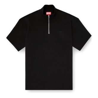 Diesel Kurzarm-Sweatshirt mit halbem Rei&szlig;verschluss aus leichtem Scuba - - Tops - Herren - Schwarzk - M