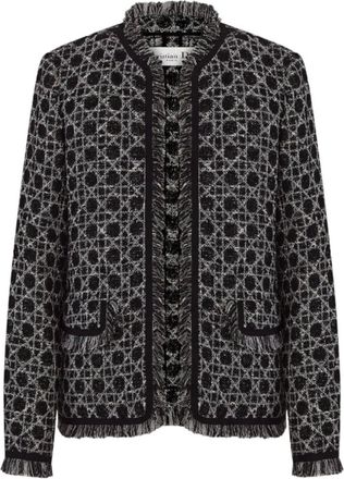 Dior Femme, Vestes, Noir, Taille: 34 FR Macrocannage Regular-Fit Jacket