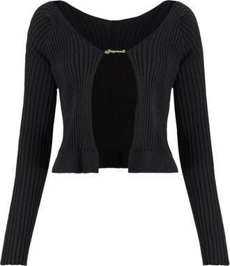 Jacquemus Femme, Pulls, Noir, Taille: 40 FR Pralu Ribbed Knit Top