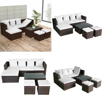 vidaXL 4-tlg. Garten-Lounge-Set mit Auflagen Poly Rattan Braun - Gartensorgsofa - Lounge M&ouml;bel - Outdoor M&ouml;bel - Gartenm&ouml;bel - Rattan Gartenm&ouml;bel - Home &