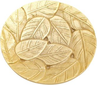 NKlaus Rustikaler Kerzenteller Blattschale &Oslash;12cm Aluminium Gold Untersetzer Dekoration 10350