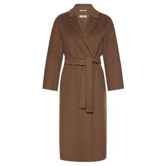 Max Mara Esturia Mantel mit Bindeg&uuml;rtel und fallendem Revers - - Coats - Damen - Braun - S