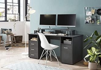 Schildmeyer Schreibtisch Niels 701702, mit Aufsatz für 2 Bildschirme, anthrazit