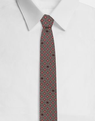 Dolce & Gabbana Krawatte Aus Seide Mikromuster-print Dg-logo - Mann Krawatten Und Einstecktuch Drucken Onesize