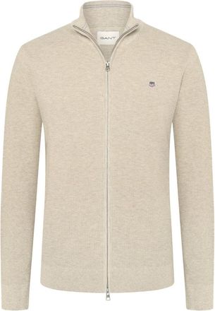 GANT Casual Cardigan aus Baumwolle mit Zip und Flag-Stickerei in