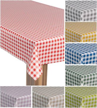 Laro Wachstuch-Tischdecke Wachstischdecke Gartentischdecke, Muster:Karo Kariert Rot Weiß, Größe:140x2000