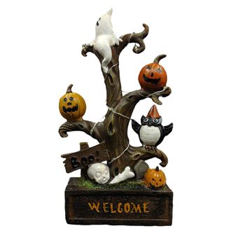 Generic Halween Tree Staue Lights - Harz Welcome Tree, Horror Tischornament für Kaminsims, leichte Struktur für einfache Positionierung | der von Obsxy Dekora
