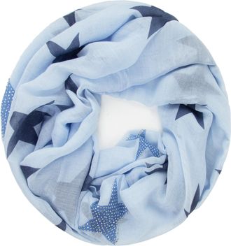 Glamexx24 Loop schal leichter Langschal Sterne Muster Schlauchschal Strass Tuch Viele Farben SC20170401, A2 Hell Blau, Einheitsgr&ouml;&szlig;e