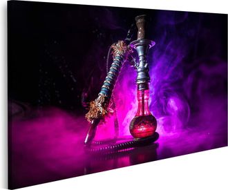 Islandburner Bild auf Leinwand Shisha Wasserpfeife Heiße Kohlen auf Shisha Schale auf dunklen nebligen Hintergrund Stilvolle Orientalische Shisha Wandbild Poster K