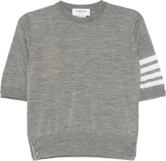 Thom Browne t-shirt en maille à bande tricolore - Gris