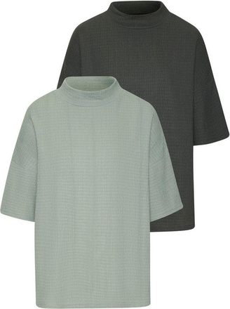 Lascana Kurzarmshirt mit Stehkragen (2er-Pack) aus bügelfreier Crêpe-Qualität