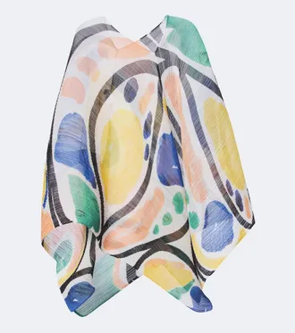 Pleats Please Issey Miyake Poncho Roll Madame-T &agrave; imprim&eacute;