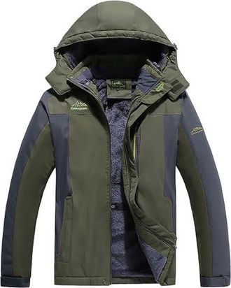Generic Manteaux dhiver 2026 pour hommes, veste de ski en polaire chaude avec poches, vert militaire, XXL