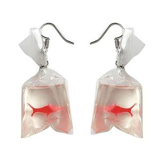 Generic Dr&ocirc;le Poisson Rouge Eau Sac Forme Balancent Crochet Boucles doreilles Charme Femmes Bijoux Cadeau Cr&eacute;atif et UtileTraitement Durable