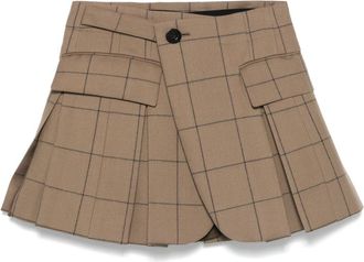 sacai Shorts mit Windowpane-Karo - Braun