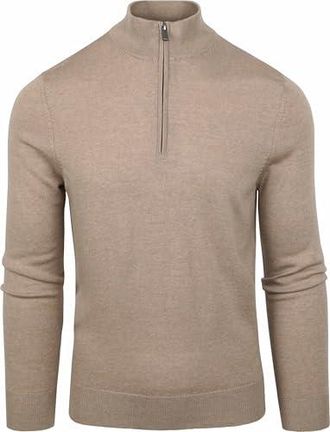 Suitable Pull-over en laine m&eacute;rinos &agrave; demi-fermeture &eacute;clair vert fonc&eacute; - Taille - Homme - V&ecirc;tements - Coupe ajust&eacute;e - Laine - Parfait pour lautomne et lhiver, 