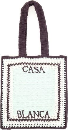 Casablanca Mens Crochet Bag With Logo Purple Cotton Handbags Hand