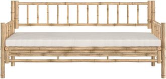 Rendez-Vous D&eacute;co Rendez-vous D&eacute;co - Canap&eacute; de jardin 3 places en bambou naturel et coussin blanc - vadella