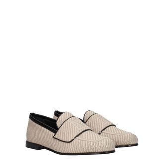 Max Mara Womens Beige Fabric Slip-On Loafers